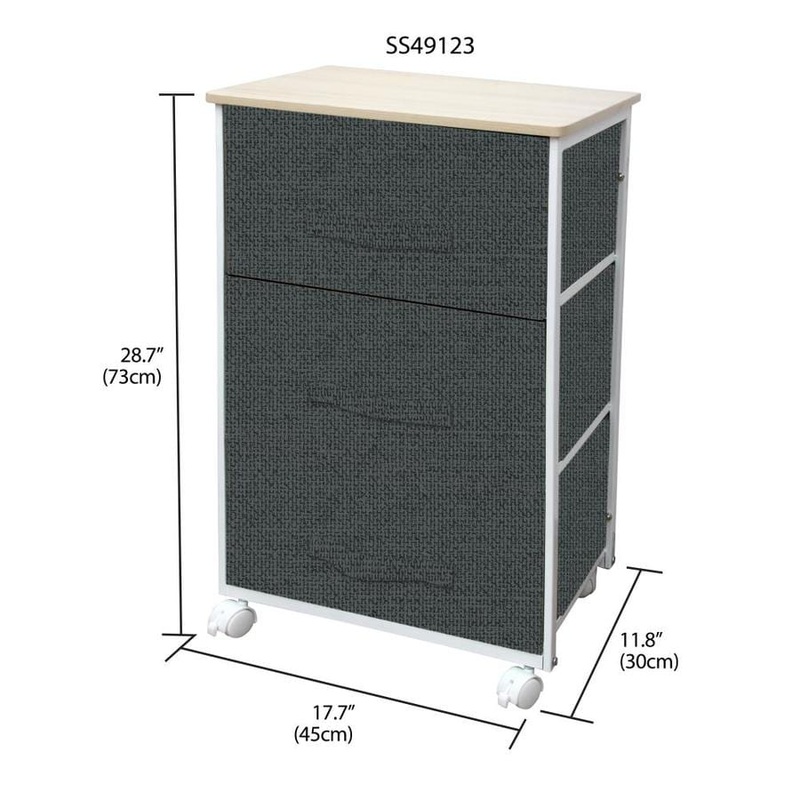 Home Basics 3 Compartment 3 Drawers Beige Wheeled Metal Drawer ...
