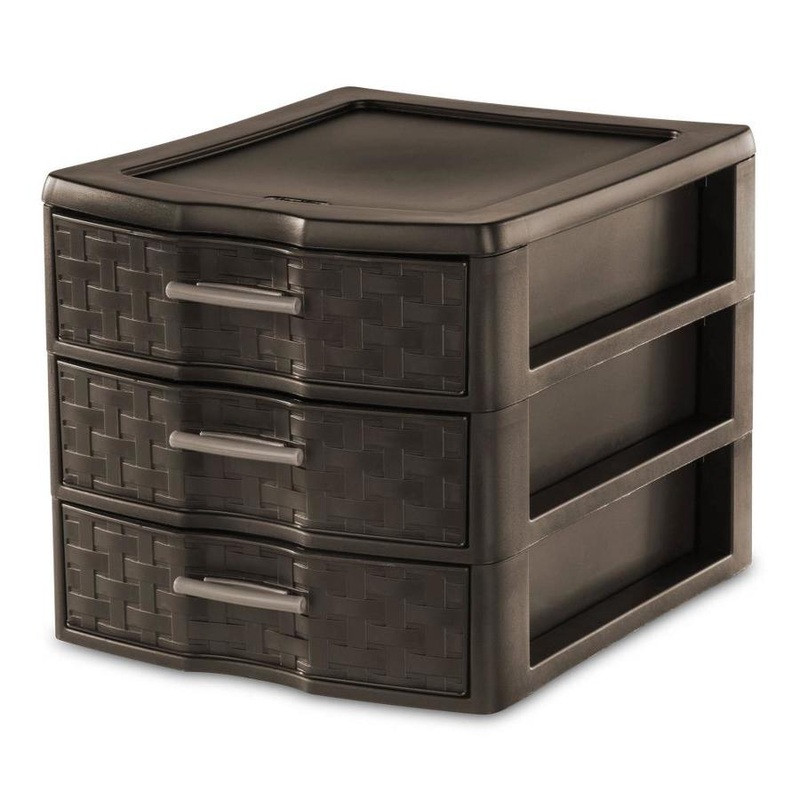 Sterilite Corporation 3 Compartment 3 Drawers Brown Stackable Plastic ...