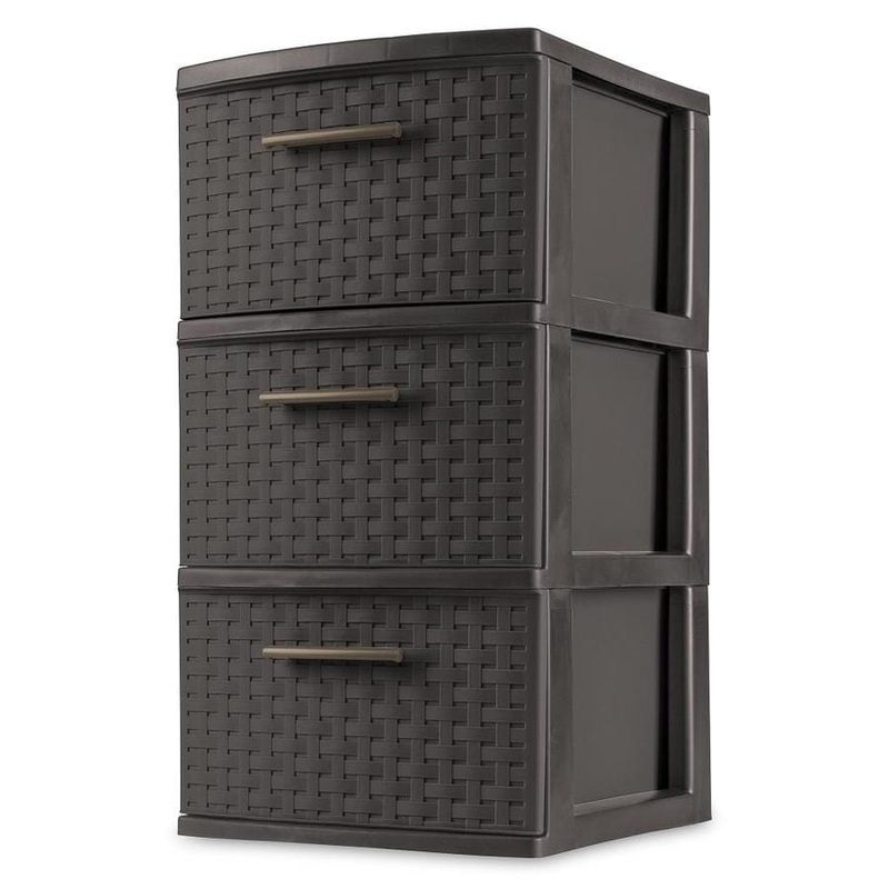 Sterilite Corporation 3 Compartment 3 Drawers Brown Stackable Plastic ...