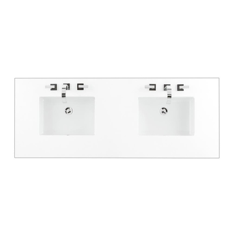 60 in. Double Basin Vanity Top in Classic White Silestone Quartz with ...