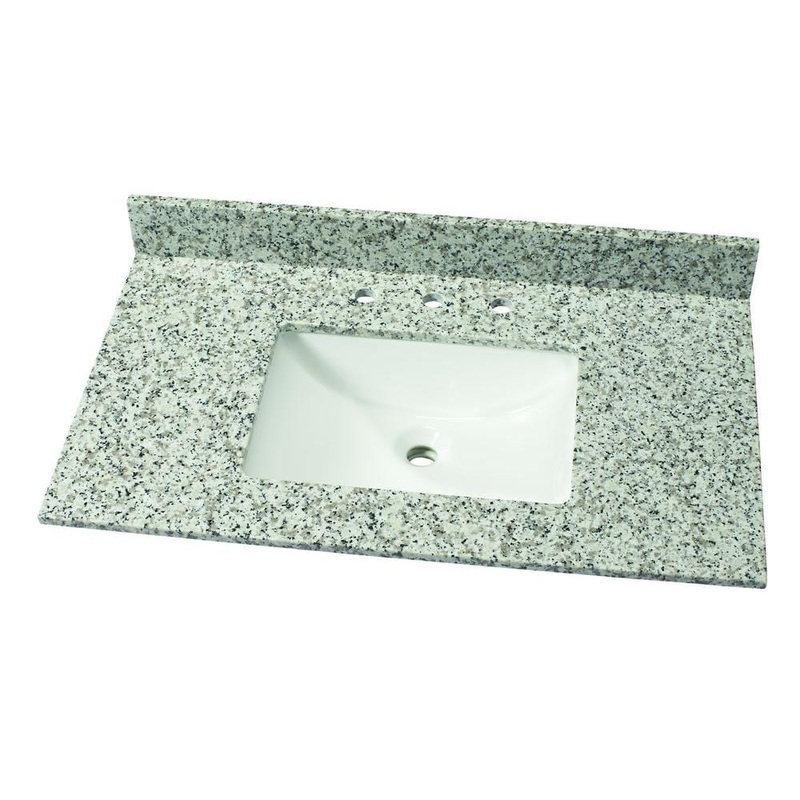 37 in. W Granite Single Vanity Top in Blanco Perla with White Sink 86 ...