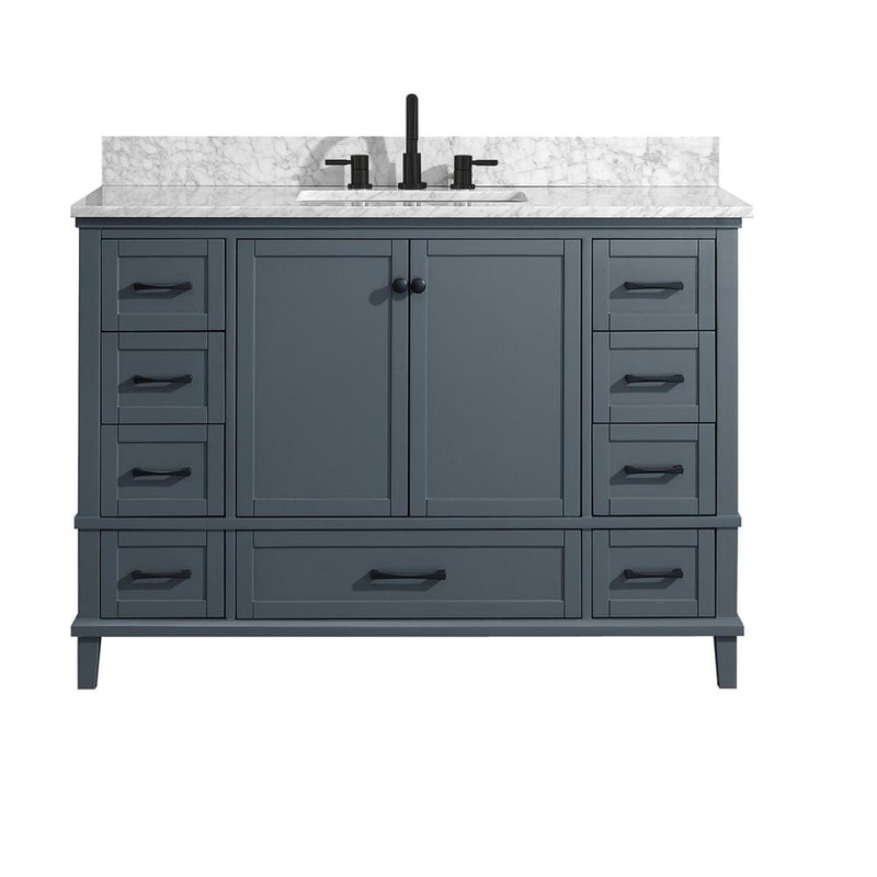 Cambridge 55 in. Bath Vanity in White with Marble Vanity Top in Carrara ...